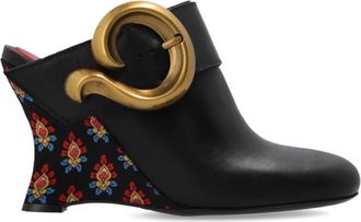 Etro Femme, Chaussures, Noir, Taille: 40 EU Mules en cuir avec compens&eacute;e et boucle Paisley