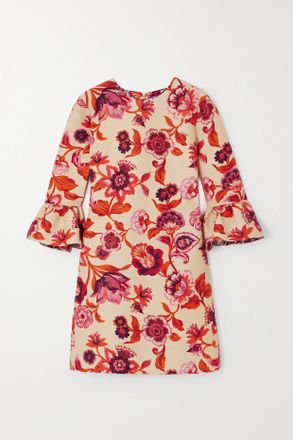 La DoubleJ 24/7 Minikleid Aus Twill Aus Einer Wollmischung Mit Blumenprint - Rot