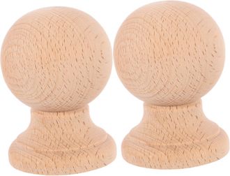 Cabilock 2st&uuml;cke Massives Holz Deko Kugel Finials Runde Holzknauf Endkappen Aus Vollholz Unlackierte Holzkugel Verzierungen F&uuml;r M&ouml;bel Treppen Und Gardinenstang