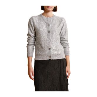 By Ti Mo BY Timo, Femme, Pulls, Gris, Taille: 42 FR Veste Tricot Pailletée