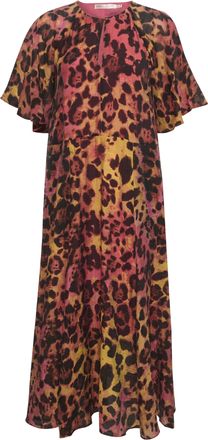 Inwear Damen Maxikleid Half Sleeves Rundhals Casual Fit High Low Saum Kleid, Color Gradient Leo, 40