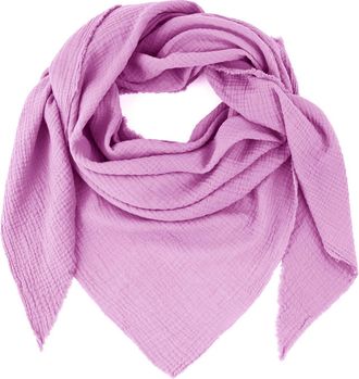Glamexx24 Damenschal Musselin Dreieck Schal, XXL Schal verschiedenen Farben Halstuch Winterschal aus Baumwolle Hergestellt in Italien (Pink Lila)