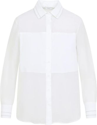 PESERICO Femme, Blouses et Chemises, Blanc, Taille: 36 FR Chemise en coton et soie