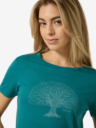 super.natural Print-Shirt Merino T-Shirt W TREE OF KNOWLEDGE TEE geruchshemmender Merino-Materialmix