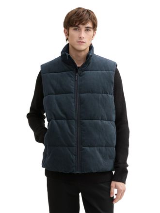 Tom Tailor Tom Tailor Denim Herren Cord Puffer Weste mit Stehkragen,10362 - Dark Gable Green, M