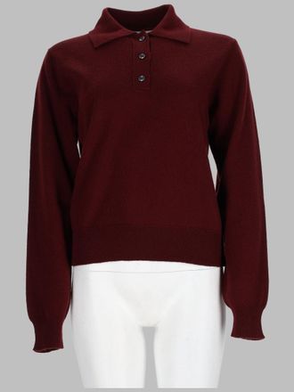 Maison Margiela Virgin Wool Polo Knit Sweater - Bordeaux