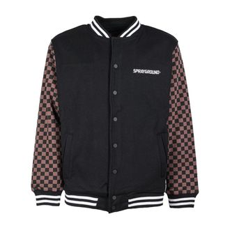 Sprayground Checkered Varsity Grau in Braun Bomberjacke - - Jackets - Herren - Braun - XL