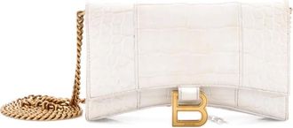 Balenciaga Hourglass Chain Wallet Crocodile Embossed Leather clutch bag - Wei&szlig;