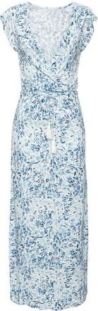 Vivance Maxikleid mit seitlichem Schlitz, zarten Fl&uuml;gel&auml;rmeln und Zierband