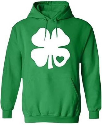 Generic Sweat &agrave; capuche Saint-Patrick pour homme tendance hiver automne manches longues demi-fermeture &eacute;clair pull avec plusieurs poches imprim&eacute; tr&egrave;fle vert t