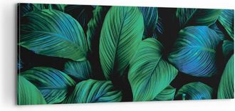 Arttor Panorama Bilder auf Leinwand 100x40cm Leinwandbild Blätter Pflanzen Exotik Groß Wanddeko Bild Schlafzimmer Küche Wandbilder Dekoration Wohnzimmer Wall