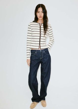 Mango Cardigan maille rayures &eacute;cru - Femme - XXS - MANGO