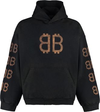 Balenciaga Hoodie mit Crypto BB-Print - Schwarz