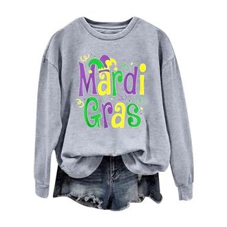 Generic Mon panier avec lettres imprim&eacute;es et col rond Sweat-shirt de No&euml;l pour femme, gris, XXL