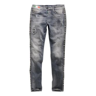 Carlo Colucci Jeans mit Used-Waschung und Logo-Paspel - - Jeans - Herren - Grau - W38