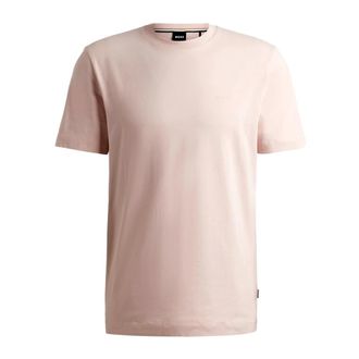 HUGO BOSS Homme, Tops, Rose, Taille: M T-shirt en Jersey de Coton avec Logo en Caoutchouc