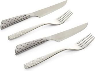 Weber Deluxe Steak-Set, 4-teilig, bestehend aus Messer & Gabel, aus hochwertigem Deutschen Edelstahl, Monoblock Design, extra scharf geschliffen, ergnomisch