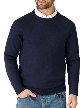 Coofandy Pullover f&uuml;r Herren Strickpullover Langarm Herrenpullover Einfarbig Business Pullover D&uuml;nner Sweater mit Rundhalsausschnitt Pulli Dunkelblau XL