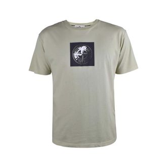 Stone Island Homme, Tops, Vert, Taille: 2XL T-shirt Institutional One Badge Print