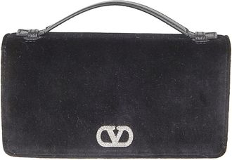 Valentino Garavani Femme, Accessoires, Noir, Taille: ONE Size Vlogo Signature Velvet Chain Wallet