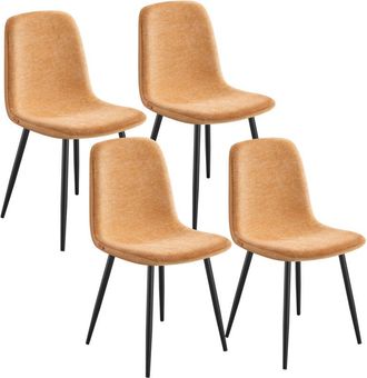 Vasagle Chaises de Salle à Manger, Lot de 4, Support Métallique, Pieds Réglables, Nettoyage Facile, Chaises de Cuisine, Tissu Chenille, pu Texturé Glacé