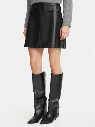 HUGO BOSS Rock aus Kunstleder Rabare-1 50571469 Schwarz Regular Fit
