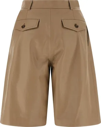 Yves Salomon Nappa Pleated Bermuda Shorts - Beige