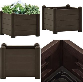vidaXL Lit sur&eacute;lev&eacute; de jardin PP Moka 43x43x35 cm - Jardiniere Exterieur - Pot Plante Ext&eacute;rieur - Bac Plante - Fleurissement Ext&eacute;rieur - D&eacute;coration Jardin