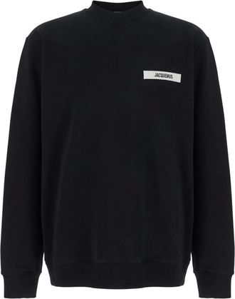 Jacquemus Homme, Sweatshirts et sweats &agrave; capuche, Noir, Taille: XL Sweat &agrave; capuche noir avec patch logo