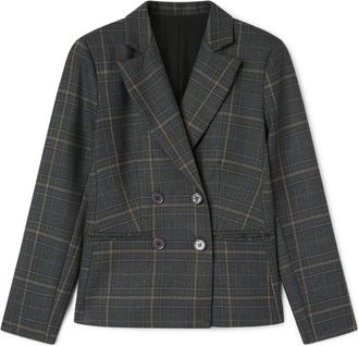 Motivi Veste courte structur&eacute;e &agrave; double boutonnage &agrave; carreaux - Femme - Vestes - Gris - Taille: 40 FR
