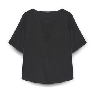 Fiorella Rubino Femme, Blouses et Chemises, Noir, Taille: 50 FR Blouse &agrave; col en V