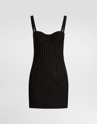 Dolce & Gabbana Kleid Aus Wolle In Nadelstreifenoptik - Frau Kleider n/d Wolle 38