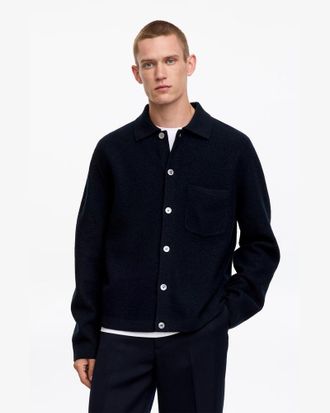 Arket Strickjacke Aus Wollwalk -Blau
