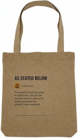 Fabulous Sac Shopping Tote Bag Aspect Lin - As Stated Below Work Office Email Funny Icon - Sac de Courses Toile Epaisse 360g Beige Naturel Cabas Port&eacute; Epaule S