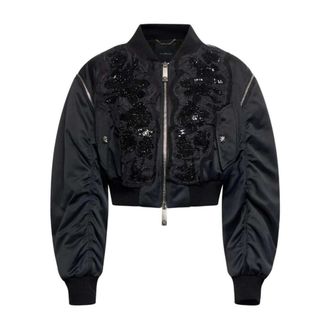 John Richmond Bomber Corto con Maniche Arricciate - - Jackets - Damen - Schwarzk - S