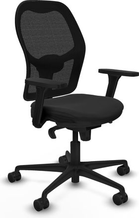 Piqueras y Crespo Schwarzer B&uuml;rostuhl mit 3D-Armlehnen, h&ouml;henverstellbare Lendenwirbelst&uuml;tze, ausgestattet mit Sincro 5 Positionen und injiziertem Schaumstoff, Schwarz/