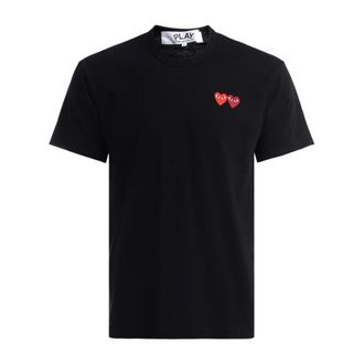 Comme Des Gar&ccedil;ons Schwarzes Baumwoll-T-Shirt mit doppeltem Herz - - Tops - Herren - Schwarzk - XL