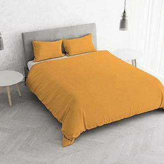 Italian Bed Linen Bettwäsche-Set aus Satin-Streifen, Orange, Doppelbett
