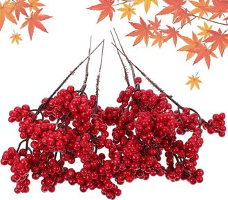 Generic Künstliche rote Johannisbeere Dekoration aus roten Beeren, 6 Stück Kunstbeeren für den Heimurlaub - Gefälschte Beeren für den Heimurlaub, festliche Be