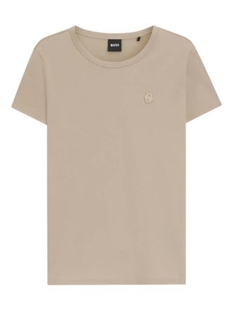 BOSS t-shirt en coton à logo pailleté - Tons neutres