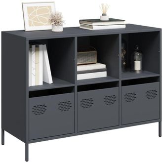 vidaXL Vidaxl - Buffet anthracite 101,5x39x73,5 cm acier lamin&eacute; &agrave; froid