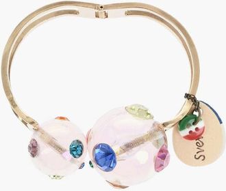 Sveva Collection Golden Metal COMETA Bracelet with Iridescent Balls and Multi size Unic