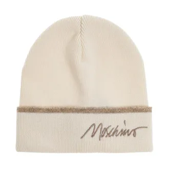 Moschino unisex, Accessoires, Beige, Taille: ONE Size Bonnet en laine avec logo