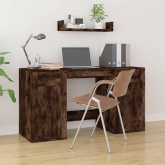 vidaXL Schreibtisch mit Stauraum R&auml;uchereiche Holzwerkstoff vidaXL