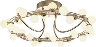 Maytoni Maytoni Tessara Plafonnier LED semi-encastr&eacute; moderne int&eacute;gr&eacute;, dor&eacute;, 3 000 K, 4 100 lm, abat-jour blanc