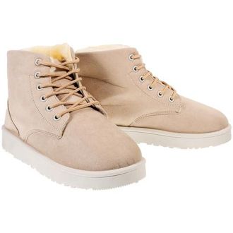 IFUNDOM Bottes Chaudes en Coton pour Femme Bottines Courtes &agrave; Lacets Plates Antid&eacute;rapantes Couleur Beige Cr&egrave;me Taille 38 Chaussures DHiver Confortables et &Eacute;l&eacute;