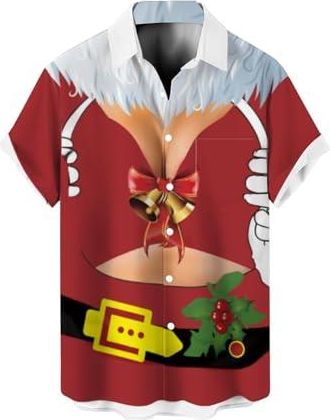 Generic Chemise à manches longues pour homme et adulte 2024 - Chemise boutonnée pour homme - Chemise en flanelle imprimée numérique 3D, Rouge, M