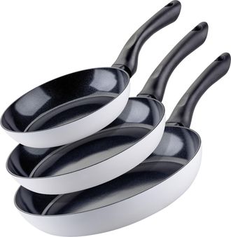 Fackelmann Arcadalina Bratpfannen-Set, 3-teilig, &Oslash; 20 cm, 24 cm & 28 cm, aus recyceltem Aluminium mit keramischer Beschichtung, ergonomischer Griff, Induktionsge