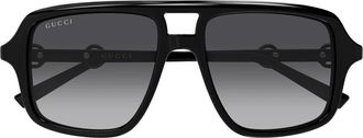 Gucci Pilot Sonnenbrille - - Accessories - unisex - Schwarzk - 55 MM