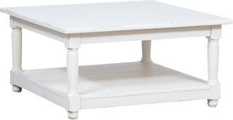 Biscottini International Biscottini - Table basse à fumere style rustique en bois massif de tilleul finition blanche antique L90xPR90xH45 cm